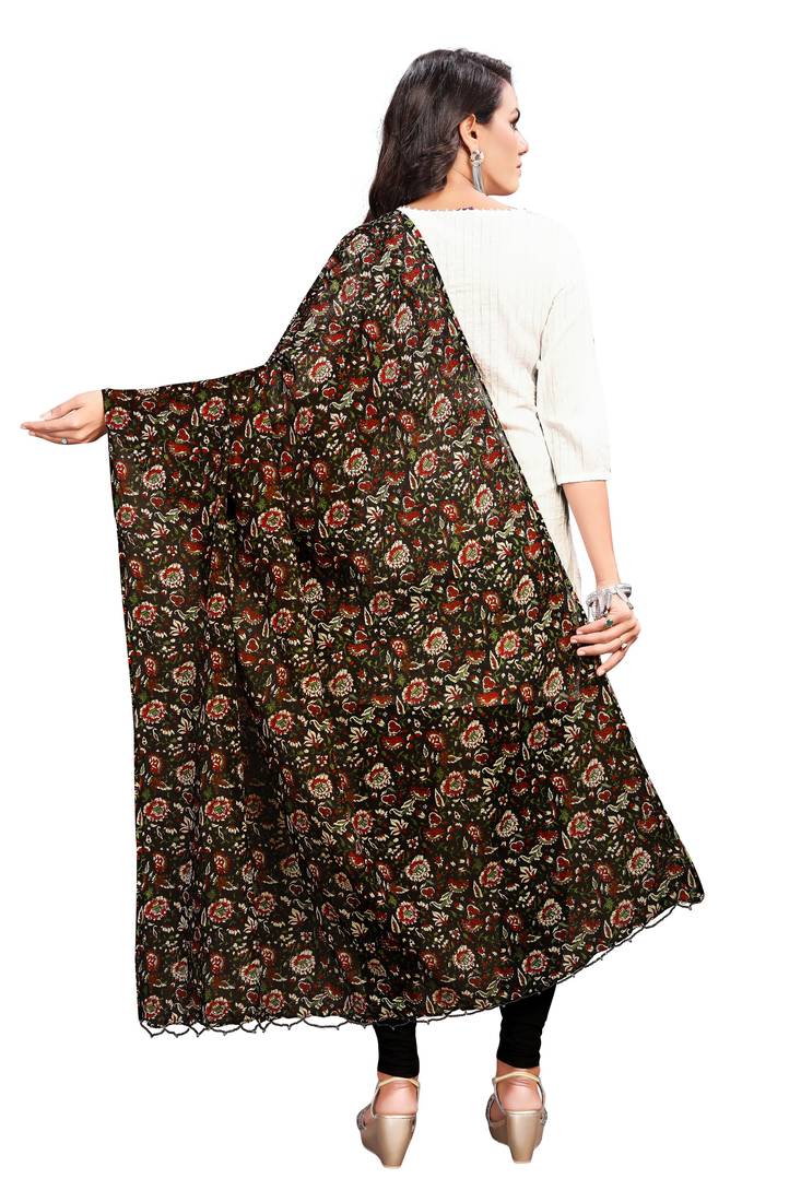 Green-Coloured Jaipuri Print Dupatta and has a tasselled border ...