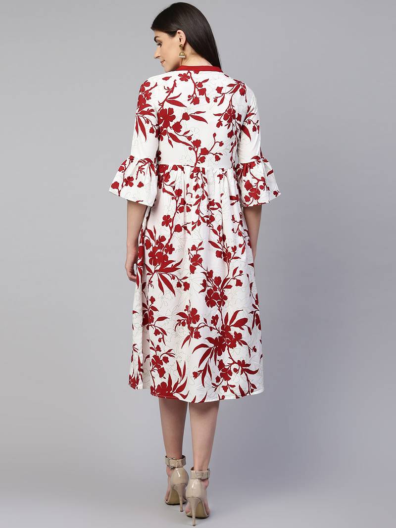 White printed polyester maxi-dresses - Rangmayee - 3271128