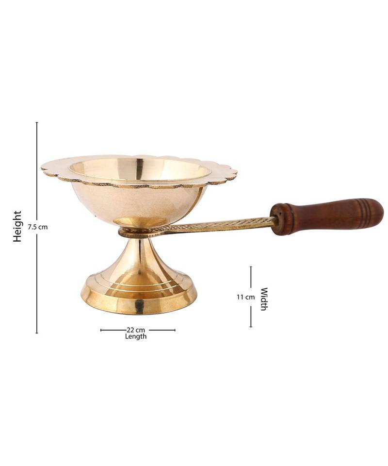Brass & Wooden Pooja Dhoop Diya - Disha - 3274137