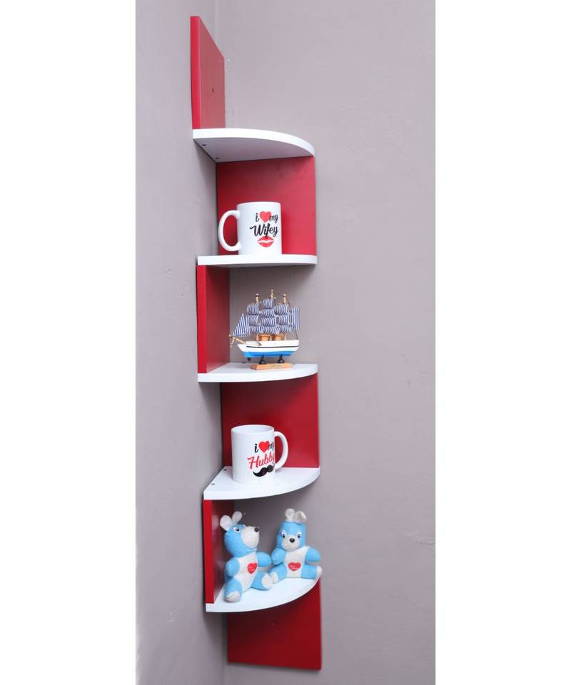 multicolor ZIG ZAG WALL MOUNT RACK SHELF - WOOD WORLD - 3275929