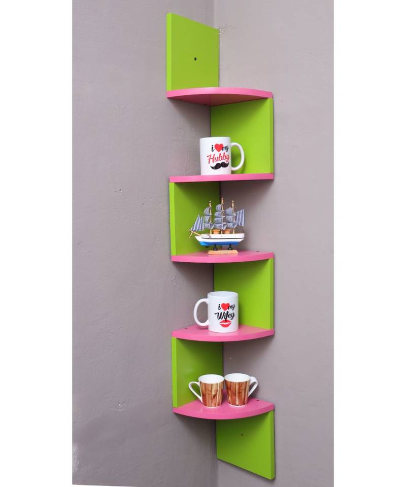 multicolor ZIG ZAG WALL MOUNT RACK SHELF - WOOD WORLD - 3275933