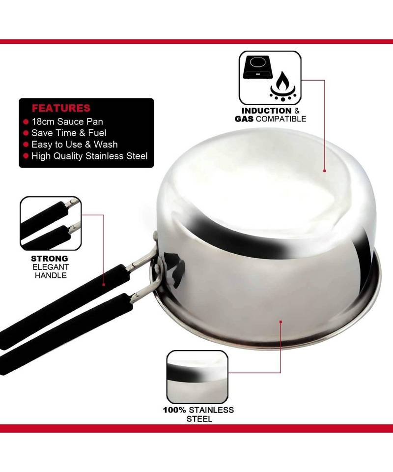 Stainless Steel Tea pan,Steel Sauce pan,Induction and Gas Compatible ...
