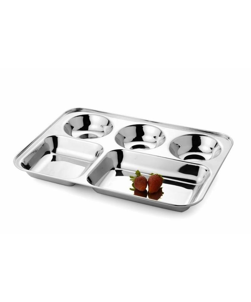 5 in1 Stainless Steel Kitchen and Dining Round Extra Deep Compartment ...