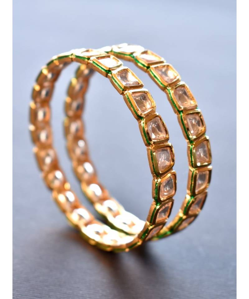 Sophisticated Pair of Kundan Bangles - Our Purple Studio - 3285948