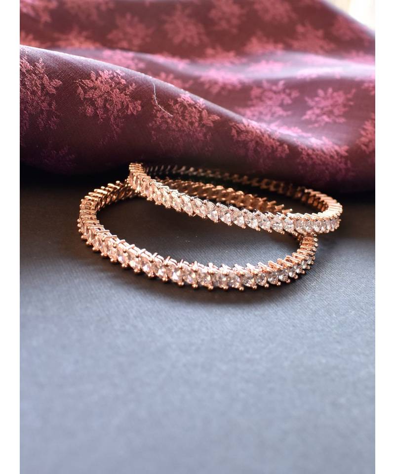 Sophisticated Rose Gold AD Bangles - Our Purple Studio - 3285980