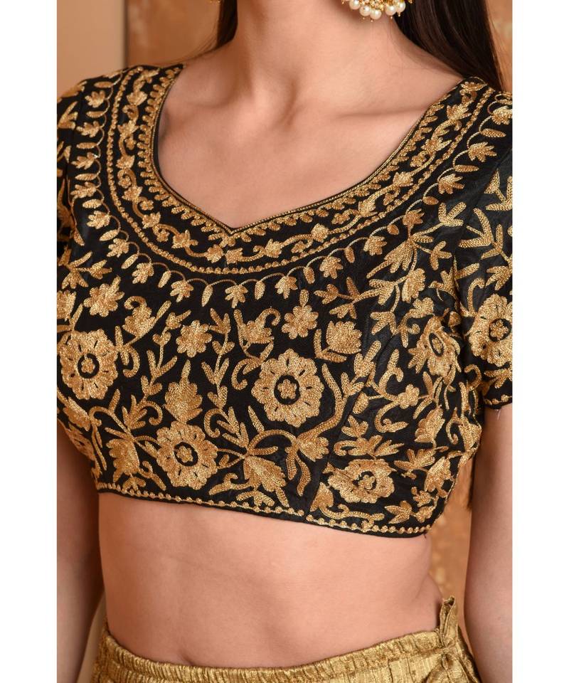 Black Silk Solid Blouse - KAANCHIE NANGGIA - 3288557