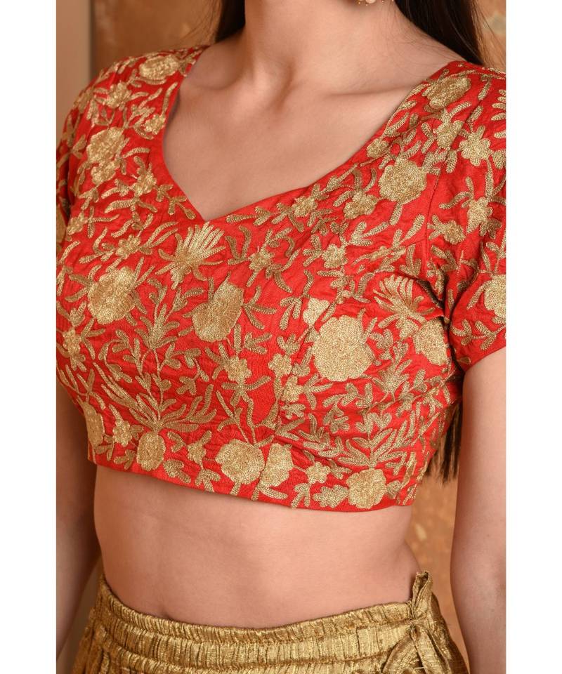 Red Embroidered Blouse - KAANCHIE NANGGIA - 3288560