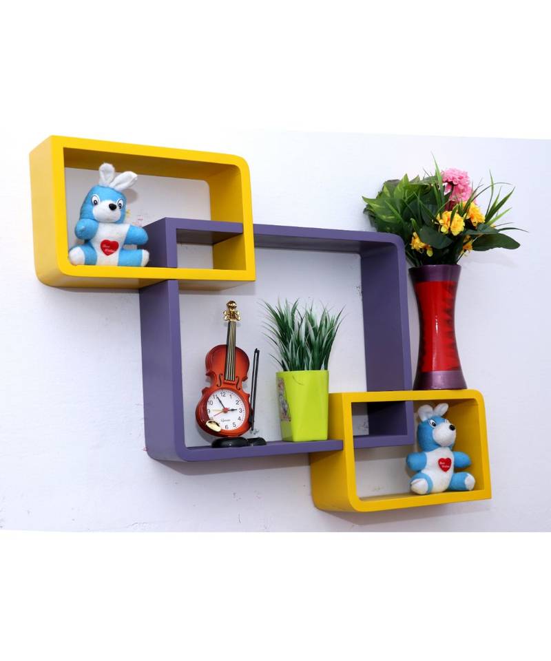 multicolor WALL rack shelf set of 3 round coner shape interscting wall ...