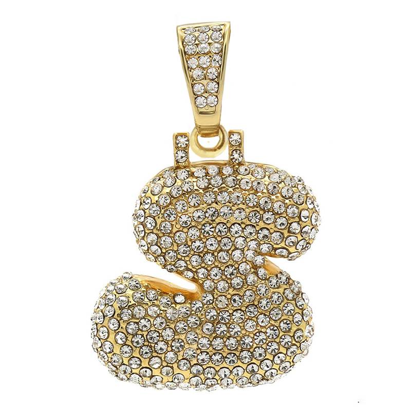Hip Hop Iced Out Alphabet Initial Letter S 18k Gold Rope 22" Chain ...