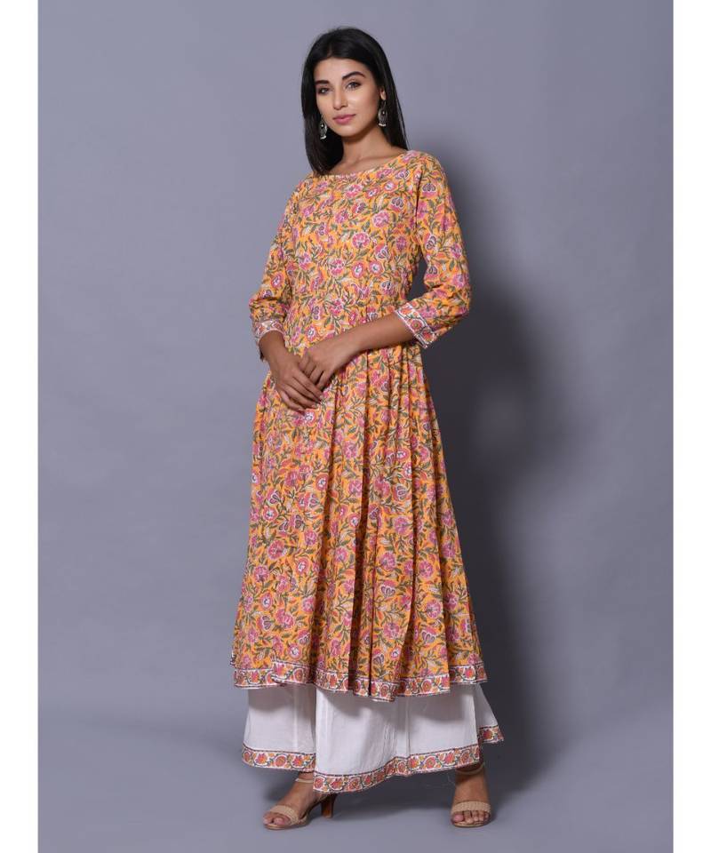 multicolor block print cotton kurta sets - ISYA - 3296081