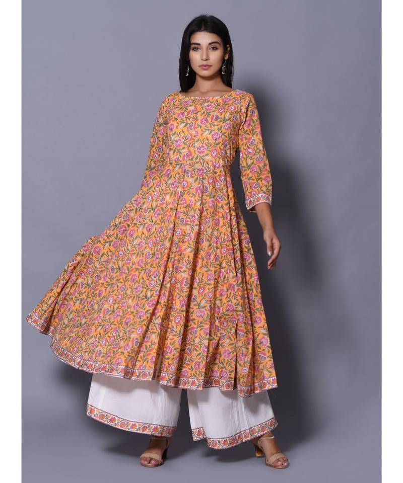 multicolor block print cotton kurta sets - ISYA - 3296081
