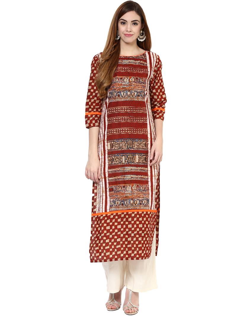 red printed Cotton stitched kurta sets - Jaipur Kurti - 3297306