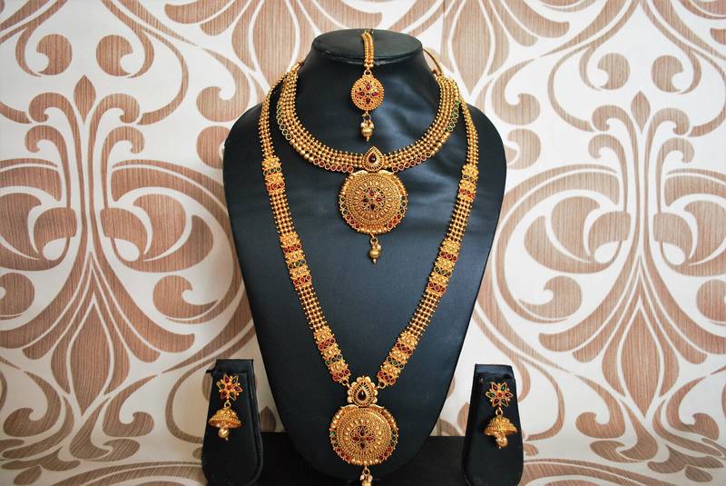 Lakshmi south indian temple jewellery bridal set - Reeti Fashions - 3303041
