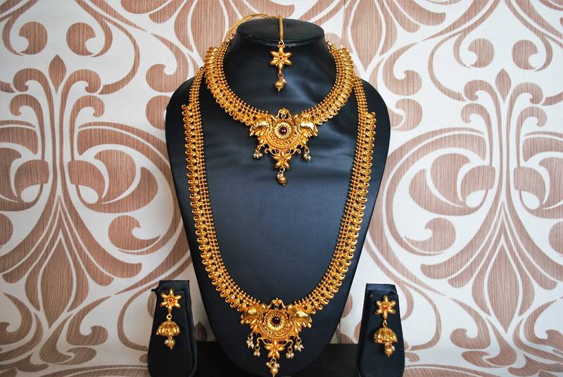 Bridal golden mulitcolour necklace set - Reeti Fashion - 3303047