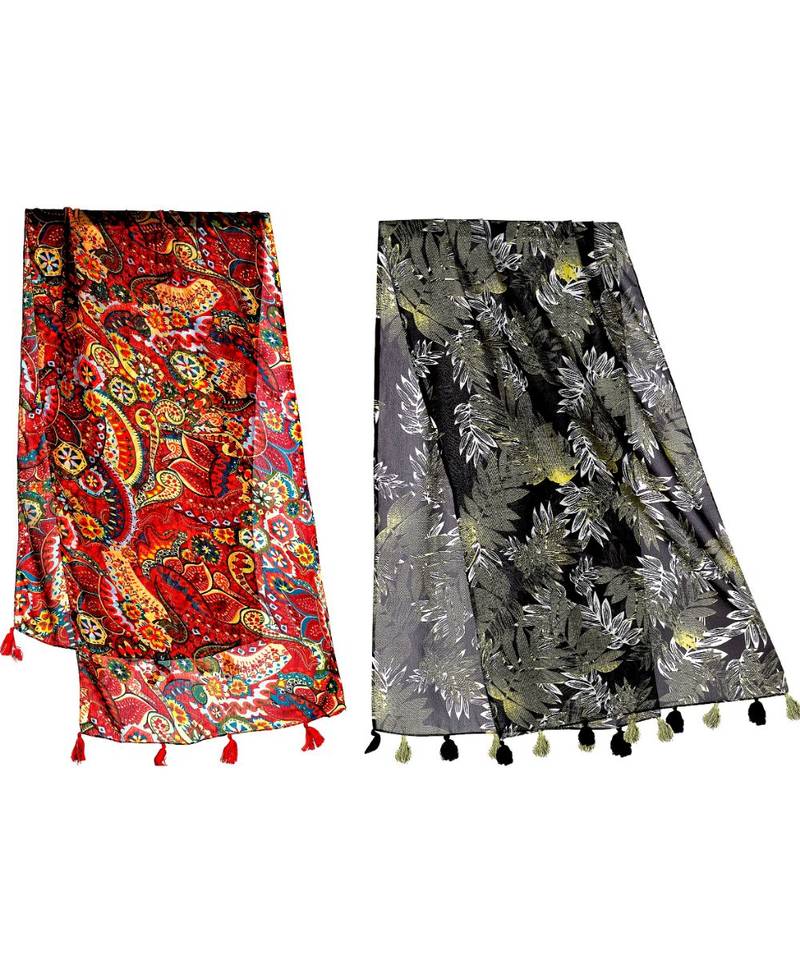 Printed Chiffon Women Stole, Scarf, Fancy Scarf - GLAM STORY - 3305839