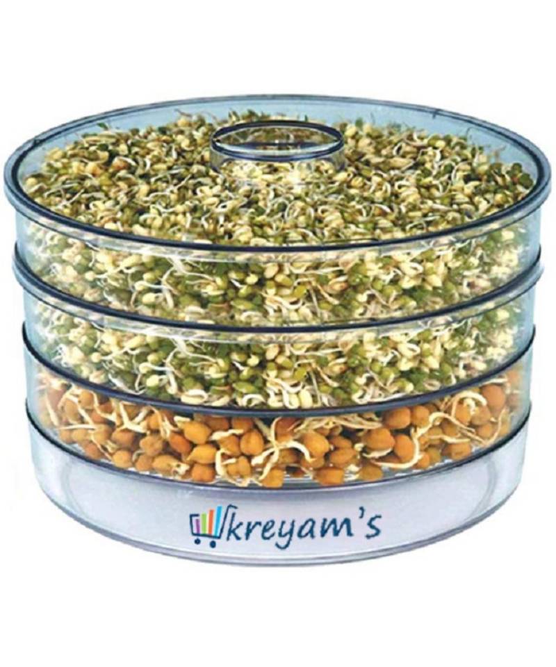 kreyam's? Sprout Maker for Home Plastic Box 4 Container White, Clear ...