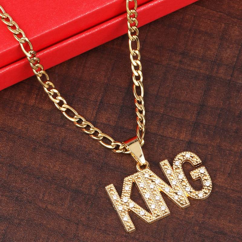 Gold Plated Daimond KING Sign Pendent Chain For Man And Boy - Silver ...