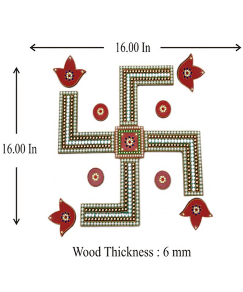 Red, Green colour Wood and Stone art Square and Deepak and Round Shape ...