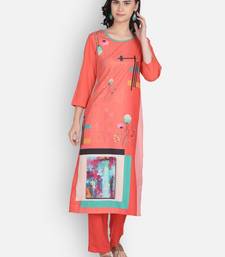 Orange crepe digital printed kurti - Venika Creations - 3312467