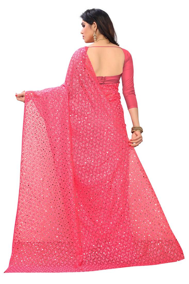 Gajari Rich Netting Cloth With Self Design And Tikli Satari Work ...