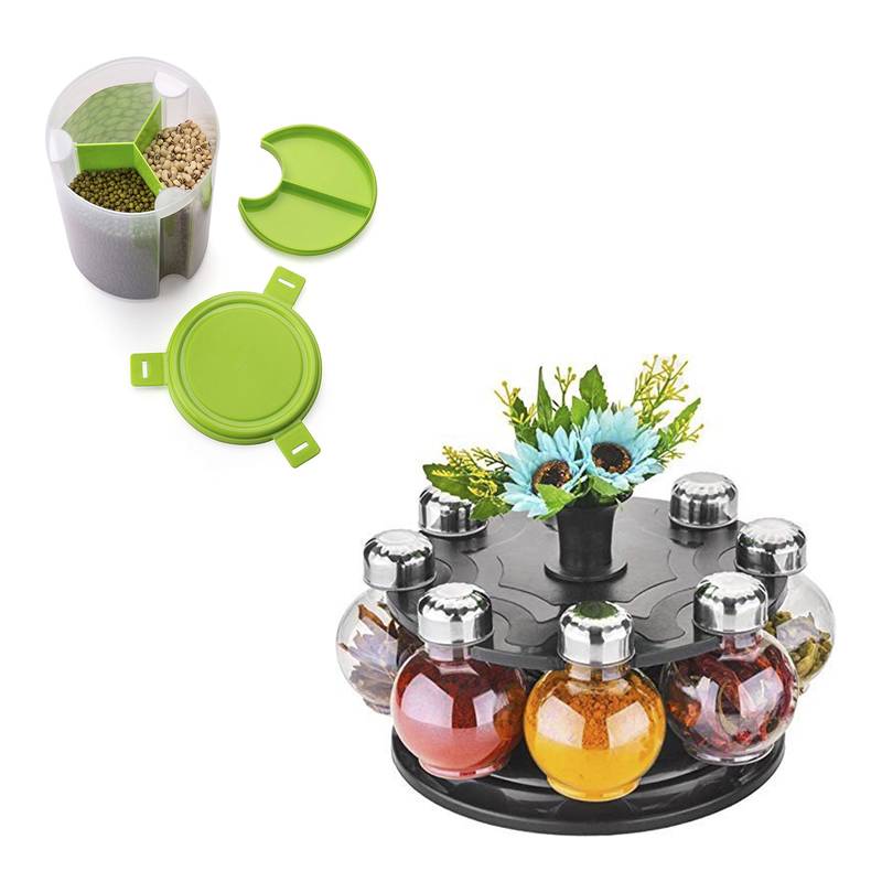 Spice Rack With 3 in 1 Airtight Container Combo Set Pack Of 2(Assorted ...