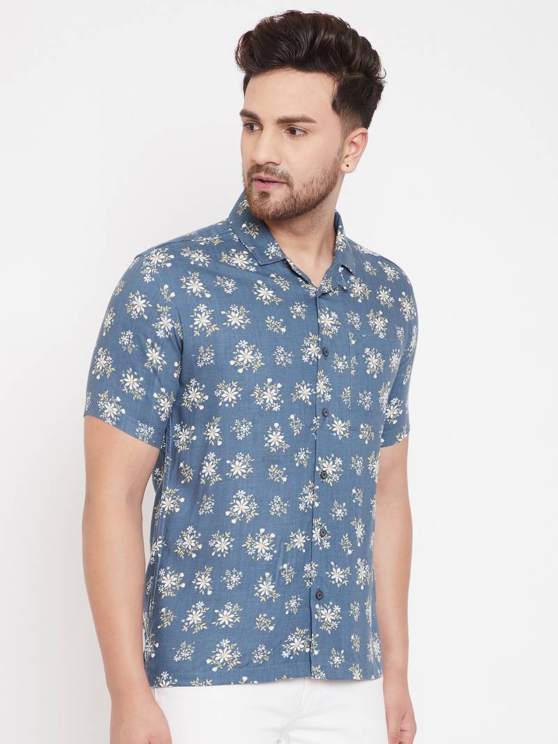 Grey printed pure viscose rayon men-tshirts - even - 3332306