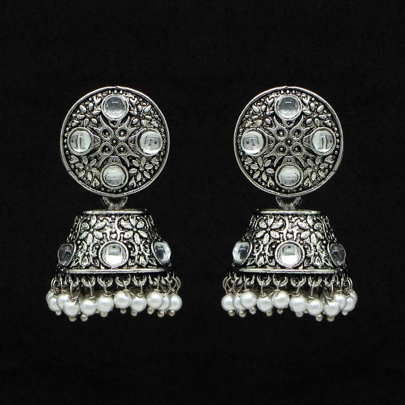 Silver jhumkas - Jaipur Mart - 3333434