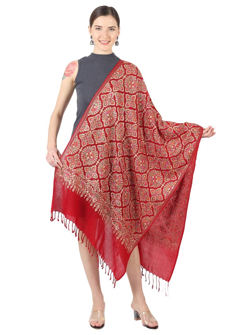 Women's Pashmina Fine Wool, Nalki Embroidery Needle work Stole, Scarf ...