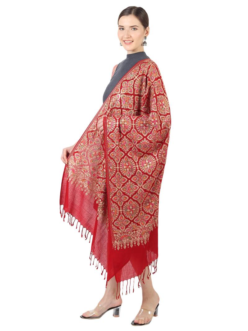 Women's Pashmina Fine Wool, Nalki Embroidery Needle work Stole, Scarf ...