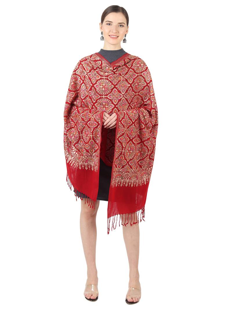 Women's Pashmina Fine Wool, Nalki Embroidery Needle work Stole, Scarf ...