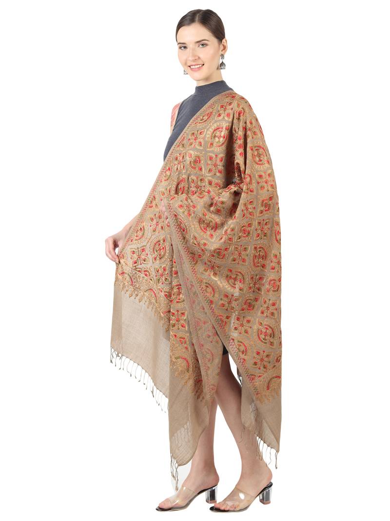 Women's Pashmina Fine Wool, Nalki Embroidery Needle work Stole, Scarf ...
