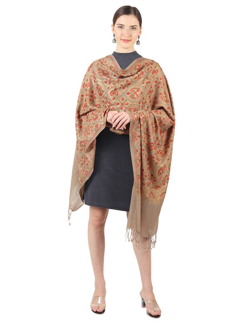 Women's Pashmina Fine Wool, Nalki Embroidery Needle work Stole, Scarf ...