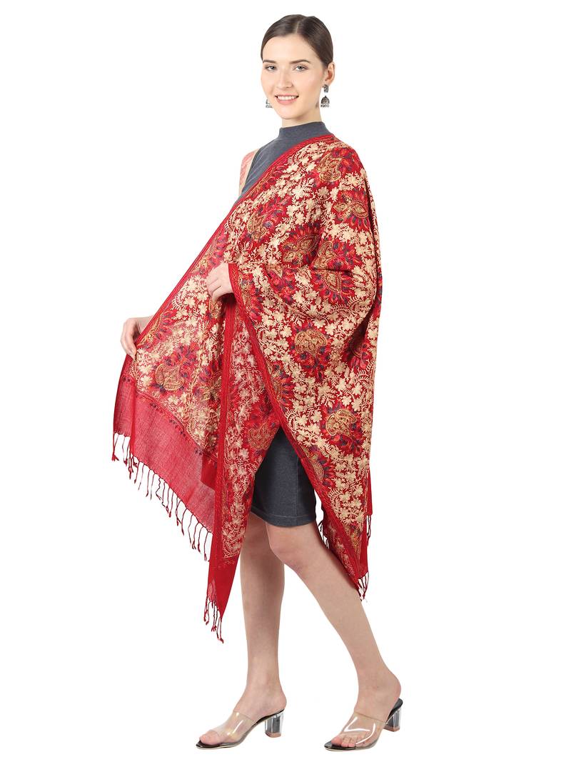 Women's Pashmina Fine Wool, Nalki Embroidery Needle with Zari work ...
