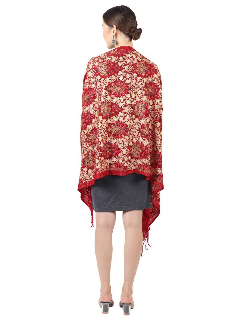 Women's Pashmina Fine Wool, Nalki Embroidery Needle with Zari work ...