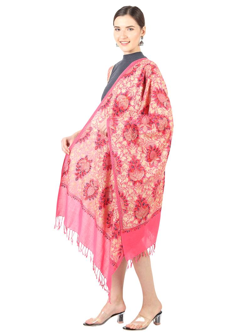 Women's Pashmina Fine Wool, Nalki Embroidery Needle with Zari work ...