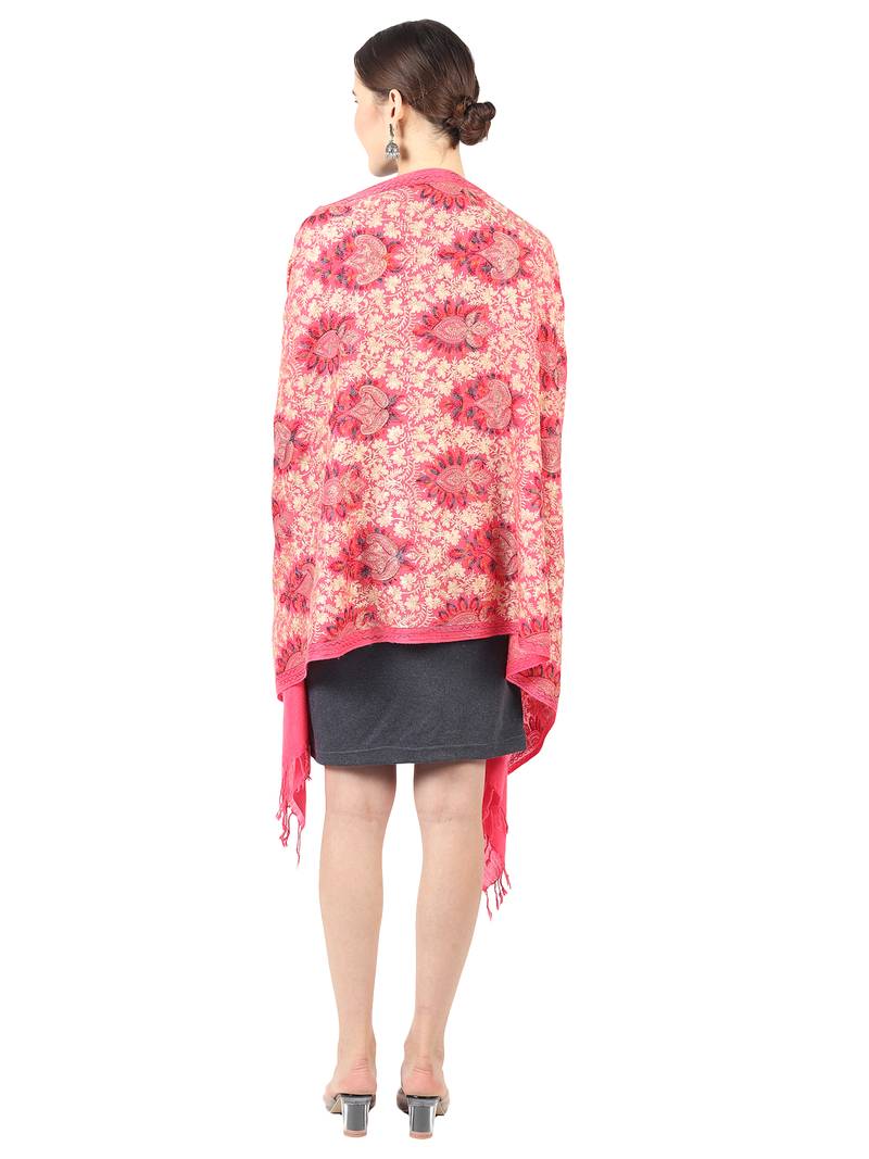 Women's Pashmina Fine Wool, Nalki Embroidery Needle with Zari work ...