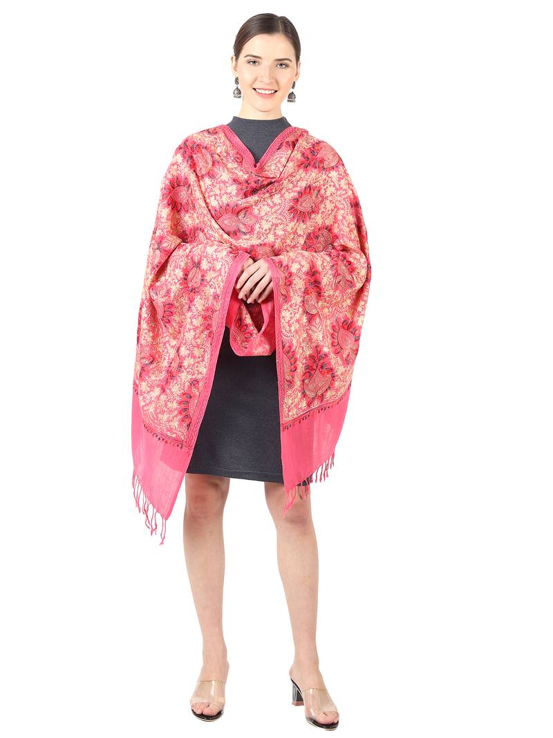 Women's Pashmina Fine Wool, Nalki Embroidery Needle with Zari work ...