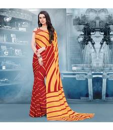 Women's Red & Yellow Georgette Printed Saree - Shaily - 3341371