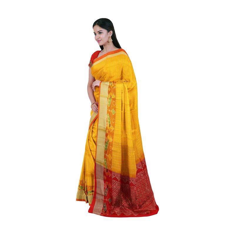Yellow hand woven andhra pradesh handloom saree with blouse - APCO ...