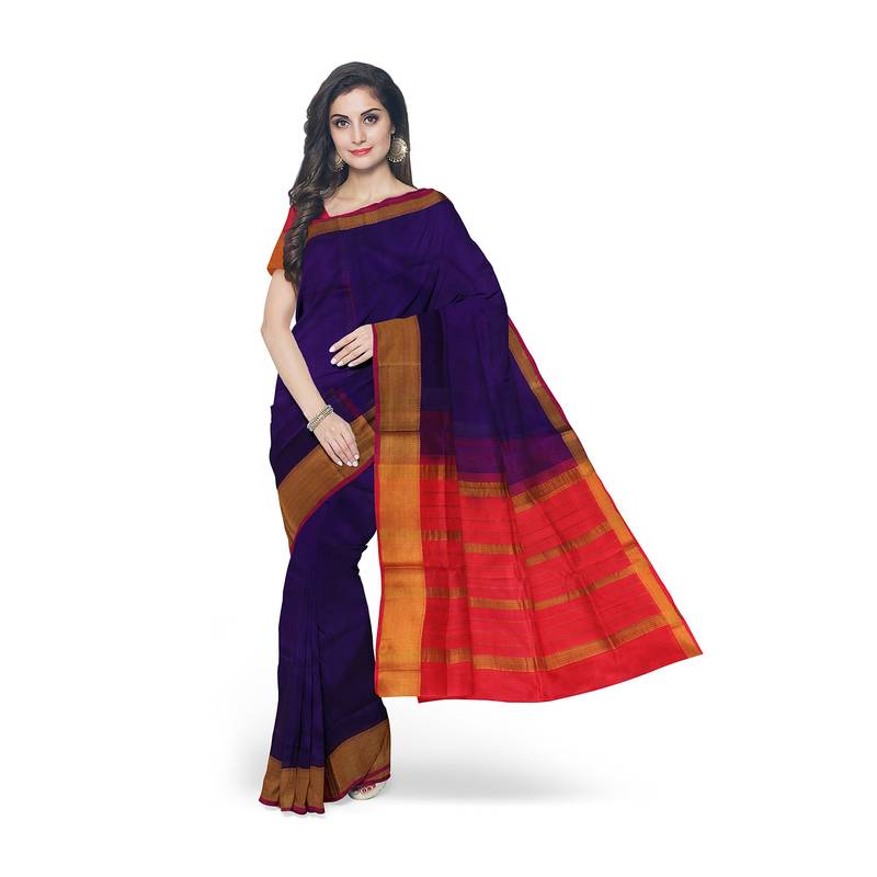 Violet hand woven andhra pradesh handloom saree with blouse - APCO ...