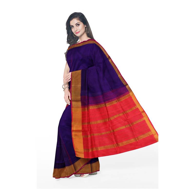 Violet hand woven andhra pradesh handloom saree with blouse - APCO ...