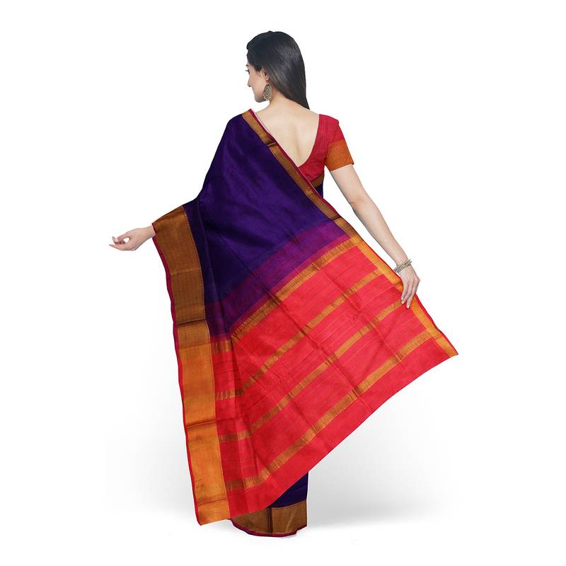 Violet hand woven andhra pradesh handloom saree with blouse - APCO ...