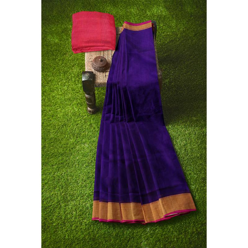 Violet hand woven andhra pradesh handloom saree with blouse - APCO ...