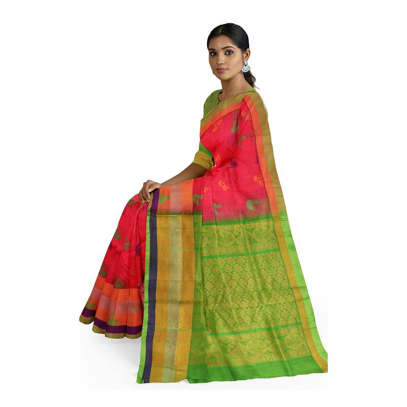 Pink hand woven andhra pradesh handloom saree with blouse - APCO - 3345380