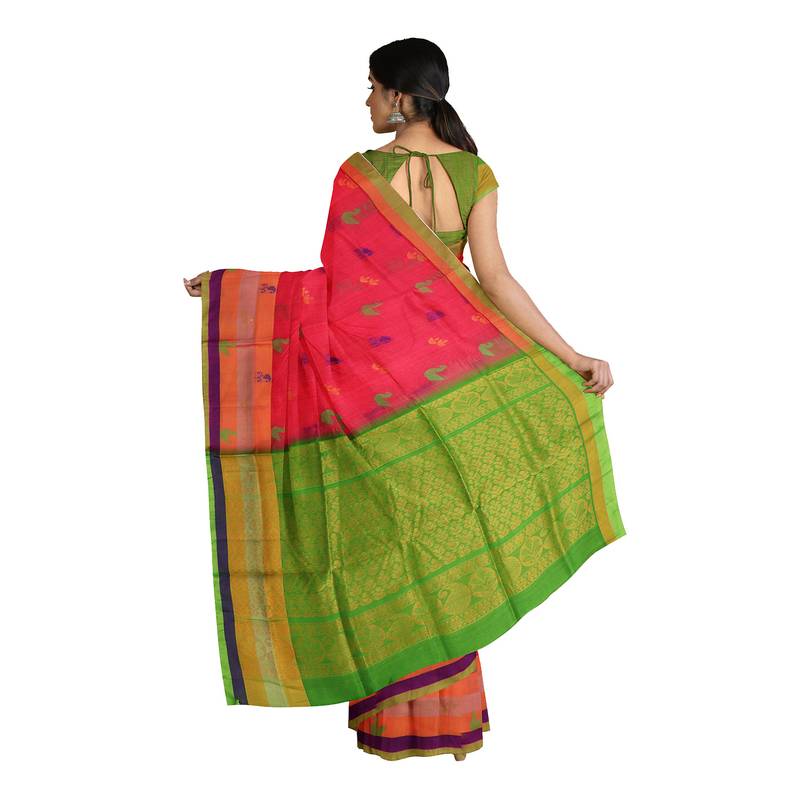 Pink hand woven andhra pradesh handloom saree with blouse - APCO - 3345380