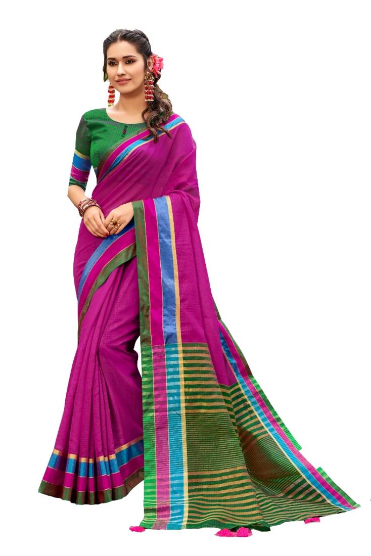Designer Festive Traditional Look Cotton Silk Border Work Saree ...