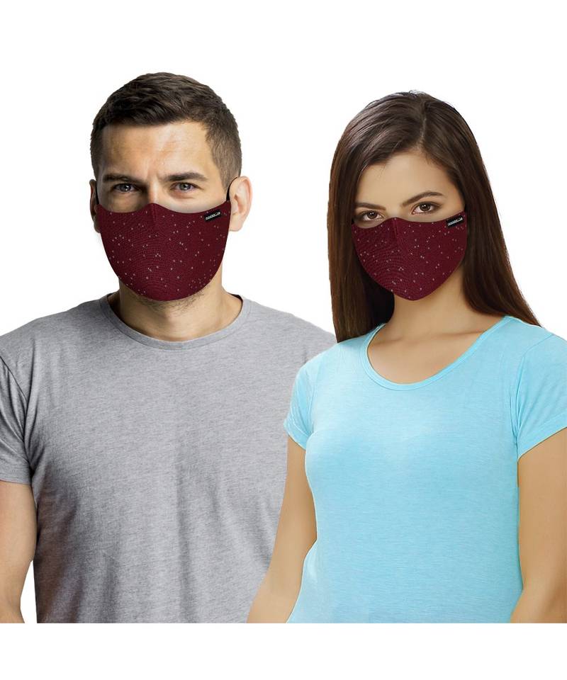 Maroon Twin Layered Community Face Mask for Adult - InocenCia - 3296119