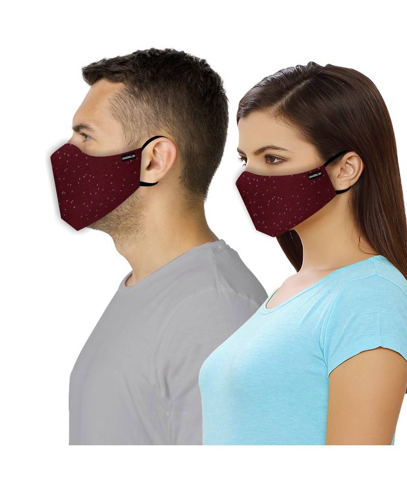 Maroon (Pack of 10) Twin Layered Community Face Mask for Adult ...