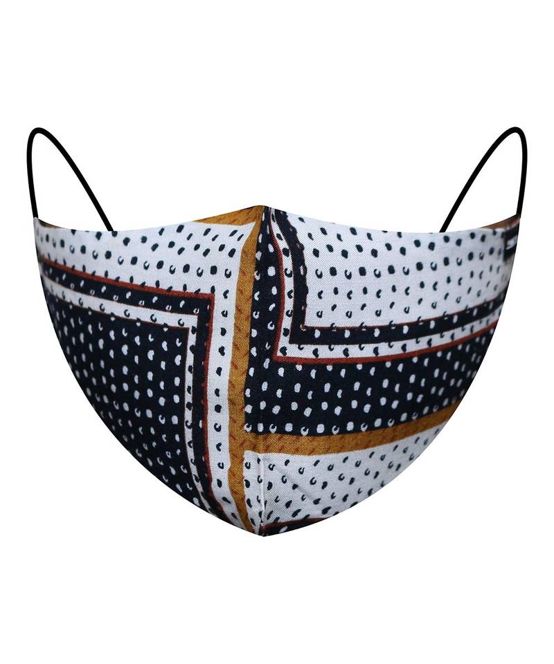 Navy Reusable Twin Layered Geometric Print Community Face Mask for ...