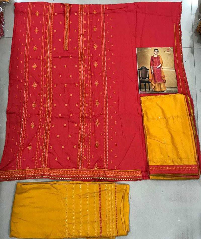 Coral sequins silk salwar - ZILOVA - 3351901